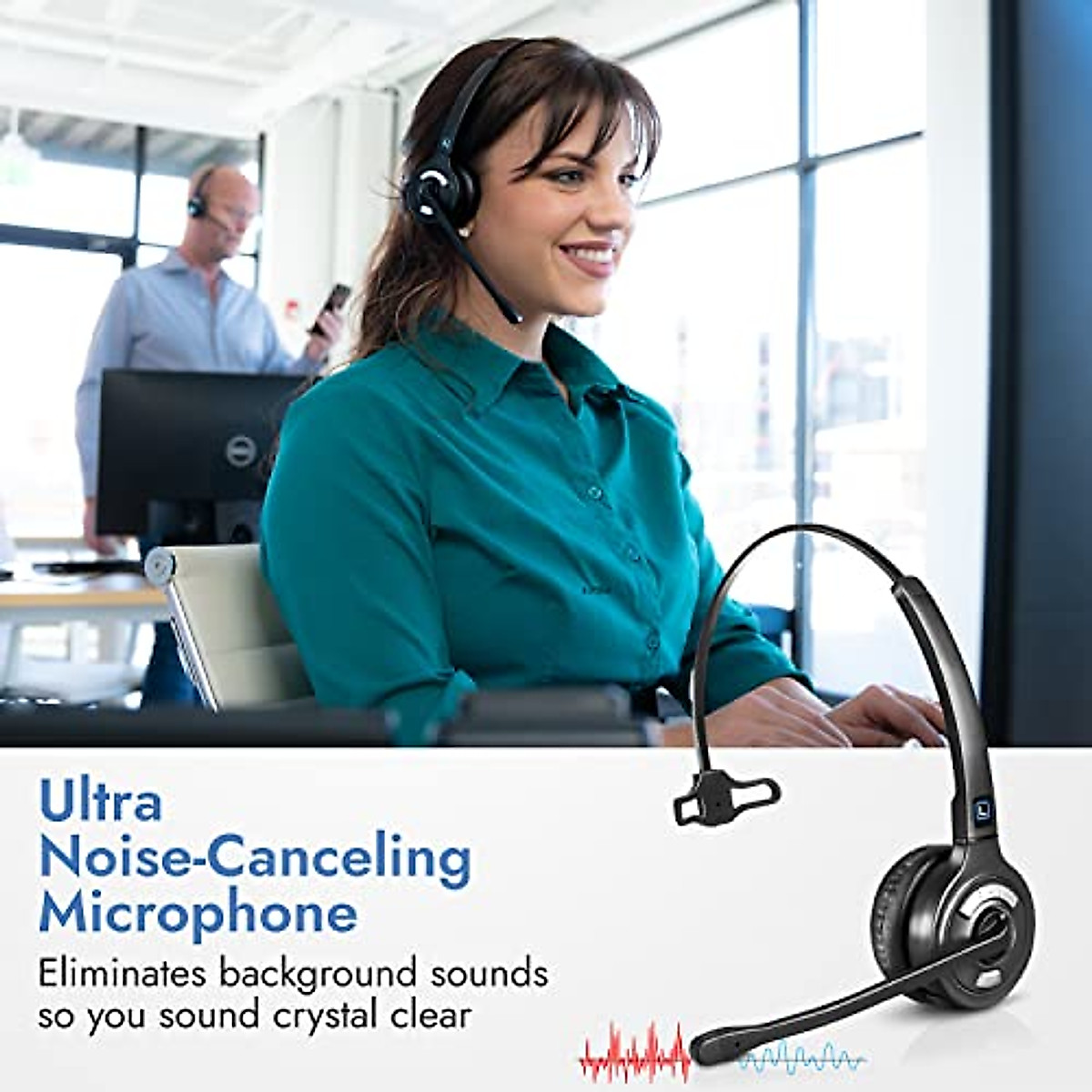 Leitner LH370 – Wireless DECT Office Headset with Bluetooth for Desk Phone, Computer and Bluetooth Device – Works with 99% of Landline Phones, PCs, and Cell Phones (USB, Phone Jack, and Bluetooth)