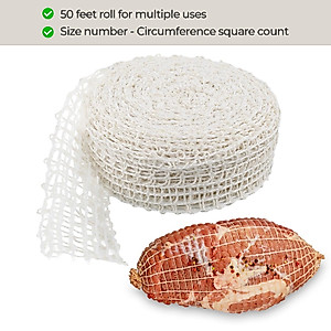 The Sausage Maker® 50ft Meat Netting Roll Size 20, Elastic Butchers Twine Cooking String Food Net For Turkey Breast, Large Bologna, Pork Butt, USA Made, BPA Free Stretchable Poly-Cotton Mesh, 5.5" Dia