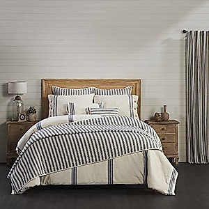 Piper Classics Market Place Blue Ticking Stripe Twin Quilt