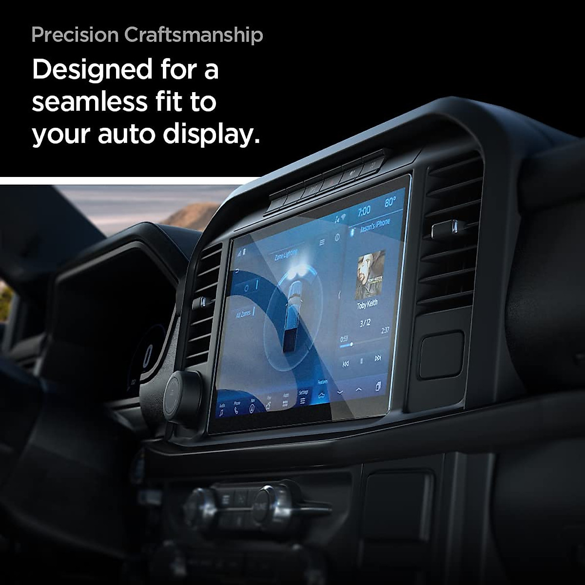 Spigen Tempered Glass Screen Protector [GlasTR Slim] designed for Ford F-150 Lightning(2022/2023/2024), Ford F-150(2021/2022/2023/2024) 12 inch Dashboard Touchscreen - Matte/Anti Fingerprint