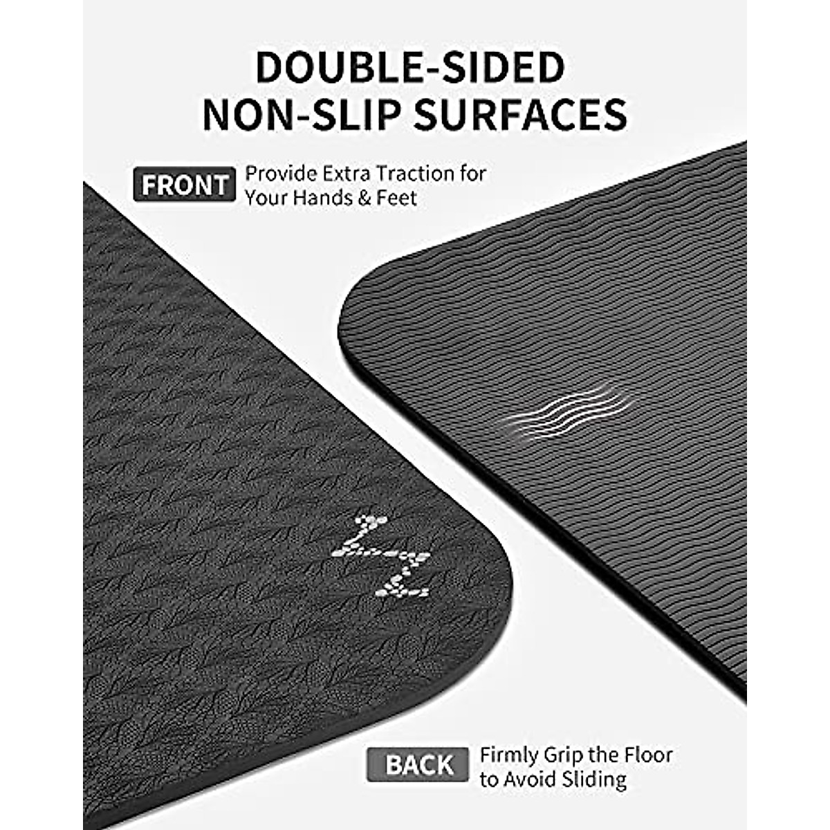 CAMBIVO Large Yoga Mat (6'x 4'), Extra Wide Workout Mat for Men and Women, 1/3 &1/4 Thick Exercise Fitness TPE Mat for Home Gym, Yoga, Pilates, Workout (Black),6mm