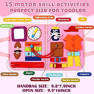 Buauty Busy Board Montessori Toys for 1 2 3 4 Year Old Toddlers, Sensory Toys Board Preschool Activities Learning Education Toys Baby Travel Toys for Kids Age 1-4, Gifts for Girls Boys 1 2 3 Year Old