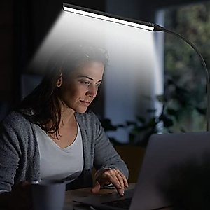 Aedcbaide Desk Lamp for Home Office 108PCS LED Desk Lamp 40CM Head Flexible Gooseneck Desk Light, Eye-Caring Touch Control, 3 Color Modes Stepless Dimmable Brightness Clamp Lamp for Reading Study