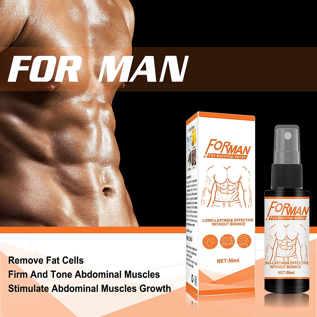 ChestFit Gynecomastia Fat Burner Spray - Chestfit Gynecomastia Heating Balm - Gynecomastia Cellulite Melting Spray - Hot Cream Cellulite Treatment - Chest Belly Fat Remove (3pcs)