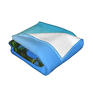 Ultra-Soft Micro Fleece Throw Blanket,Beach and Coconut Trees,Warm Lightweight Decorative Throw Blanket for Bed Couch Sofa Chair Living Room Bedroom 60" x 50"