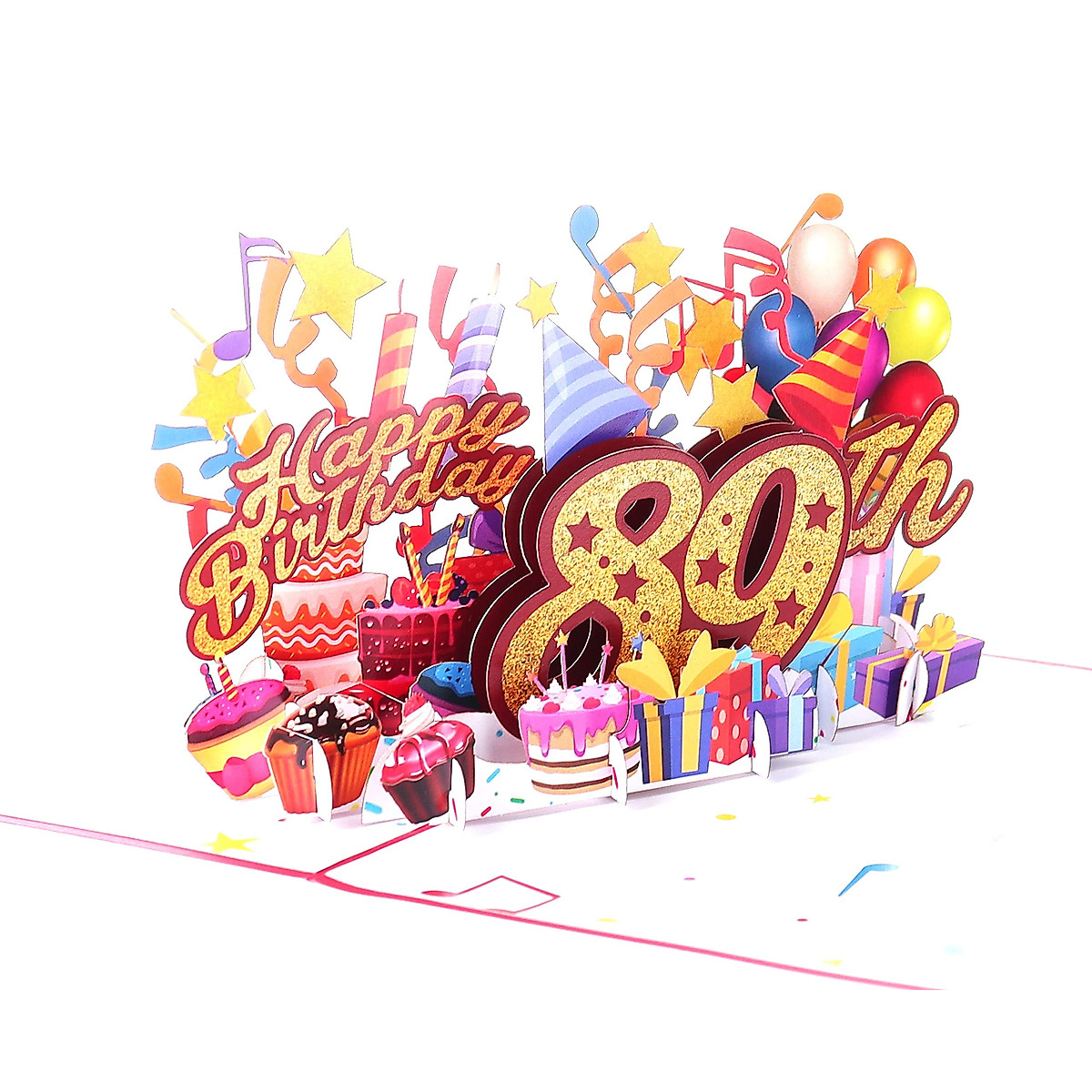 iGifts And Cards Happy 89th Red Birthday 3D Pop Up Greeting Card – Awesome 89 Birthday Card For Woman, Man, Happy Eighty Nine Birthday Gift For Mom, Dad, Wife, Husband Present, 5" X 7"