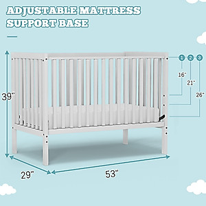 Saylike Baby Crib 5-in-1 Convertible, Wood Full Size Toddler Bed for Small Baby, Made of Sustainable Natural Pinewood Cribs, Non-Toxic Finish, Simplistic Nursery Furniture (White)