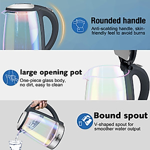Dezin Electric Kettle, 2L Electric Water Heater, Glass Electric Tea Kettle, 304 Stainless Steel Hot Water Kettle Warmer with Fast Boil, Auto Shut-Off & Boil Dry Protection, for Coffee, Tea