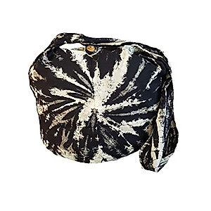 BenThai Products BTP! Tie Dye Sling Crossbody Shoulder Bag Purse Hippie Hobo Cotton Bohemian Black White Spiral VJ1, Multicolor, Large