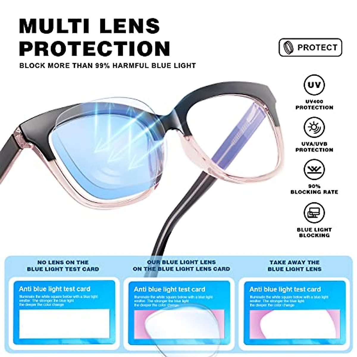 konqkin Blue-Light-Glasses for Women Men - Cat Eye Frame Fashion Anti Eyestrain Eyeglasses Computer Gaming Glasses Clear Lens