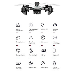 KY605 RC Drone 4K HD Dual Camera, 50X Zoom RC Quadcopter Helicopter, Optical Flow Positioning Obstacle Avoidance Drone with Night Flight Lights, 360 Degree Stunt Roll