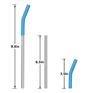 Sursip Set of 6 reusable stainless steel straws with silicone, 8mm Wide Straws for Smoothies Shakes,6 Steel Straws,6 Silicone Tips,1 Straw Cleaning Brush,Removable and easy to clean