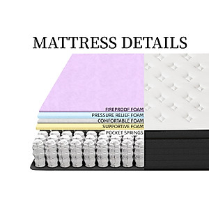 MRH King Mattress 12 Inch Hybrid Mattress Cooling Gel Memory Foam Mattress in a Box Individually Pocket Springs CertiPUR-US Certified Medium Firm Pressure Relief White Grey(King (U.S. Standard))