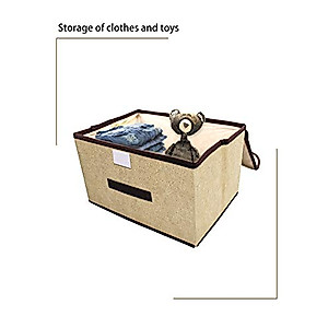 Fabric storage box with Lids 4 pieces beige Fabric Foldable Storage Box Bin with Lids Collapsible Clothes Storage Box Bin Dust proof Closet Storage Box