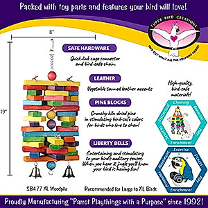 Super Bird Creations SB477 XL Woodpile Bird Toy, Large/XL Bird Size, 19" x 8"