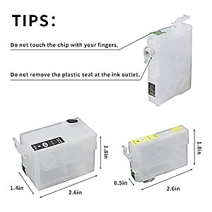 Deamos Sublimation Ink Cartridges, Empty Refillable Ink Cartridges Compatible for WF7620 WF-7610 WF-7210 WF-7110 WF-7710 WF-7720 WF-3620 WF-3640 Printers, 4Pcs Reusable Ink Cartridges Kit, Cyan