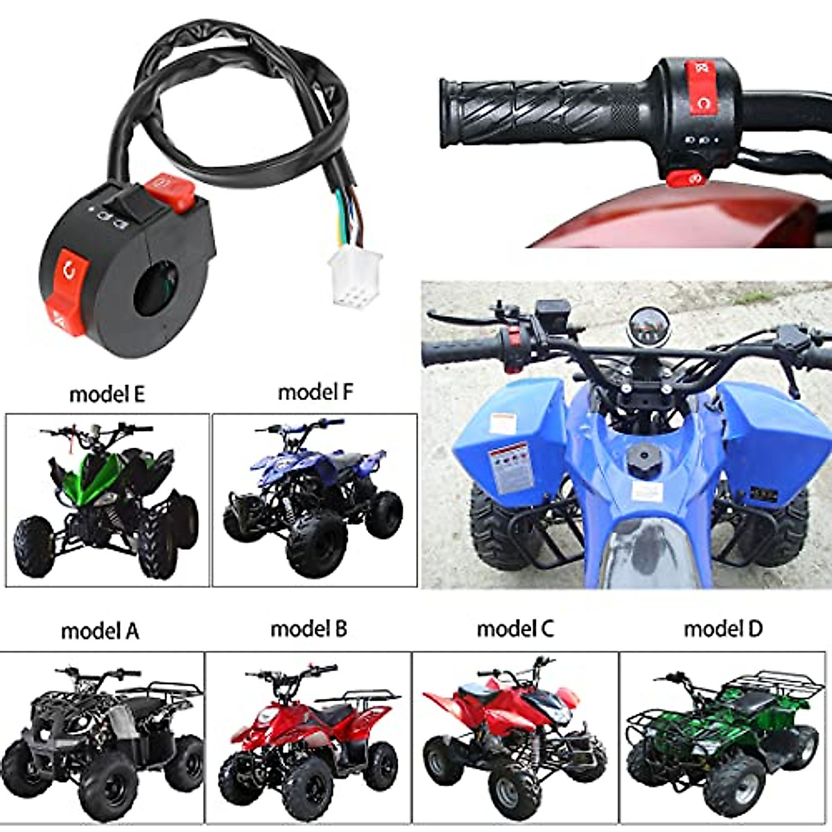 FVRITO Left Starter Kill Light Switch Female Plug Assembly for 50cc 70cc 90cc 110cc 125cc TaoTao RoKeta Sunl RPS ICEbear RPS Yamoto Jetmoto Kazuma Vitacci Chinese ATV Quad 8 Wire 3-Function