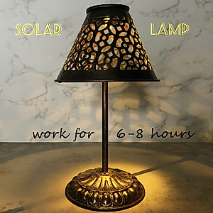 FLJZCZM Solar Lanterns Lights Outdoor Lantern Hanging Garden Metal Bronze Retro Light Battery Table Lamp Decorative Yard Camping Waterproof (Antique Bronze)