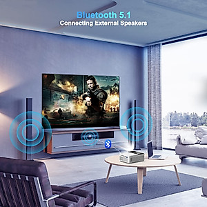 Projector with 5G WiFi and Bluetooth,2023 Upgrade 9000Lumens Full HD 1080P Supported Portable Projector,5.1 Bluetooth Mini Outdoor Movie Projector Compatible with HDMI,USB,AV,Laptop and Smartphone