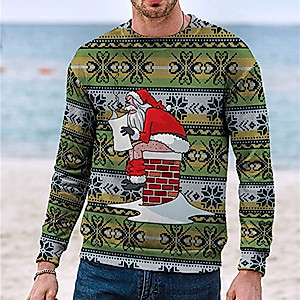 Holiday Sweatshirts For Men 3D Printed Graphic Sweatshirts Funny Top Holiday Pullover Crewneck Long Sleeve