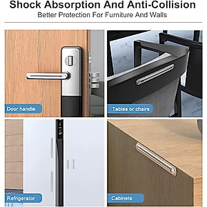 APKULEEP Clear Furniture Bumpers, Self Adhesive Rubber Bumpers, Door Stoppers Wall Protector, Silicone Strip for Sliding Door Cabinet Drawers (2long2short)