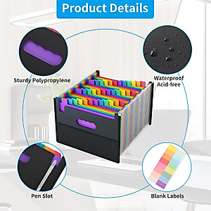 EOOUT 36 Pockets Expanding File Folder, Letter Size Accordion File Organizer with Cloth Edge Wrap Super Large Capacity for Storage Teachers Office and School Supplies