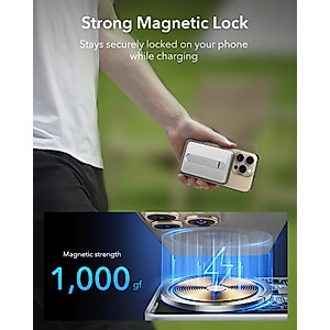 ESR for Kickstand MagSafe Battery Pack,10,000mAh Portable Charger Slim with USB-C Cable,Wireless Magsafe Power Bank for iPhone 15/15 Plus/15 Pro/15 Pro Max/iPhone14/13/12 Serie,White