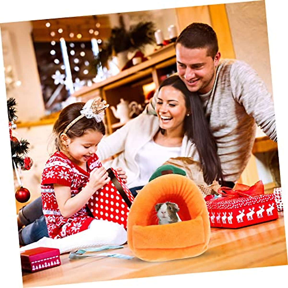 LIFKICH 1pc Hideout Cage Ferret Sugar Hedgehog Winter Accessory Hamster Mini Toy Nest Rat Animal Glider Pet Supple Mice Hut Plush Small Chinchilla House Guinea Habitat Squirrel Orange