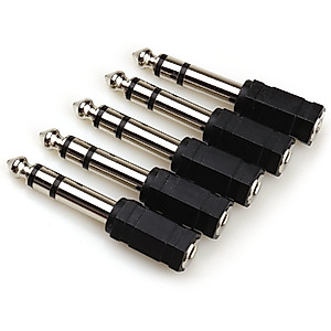 LEOUNA 5PCS 6.35mm (1/4 inch) Male to 3.5 mm (1/8 Inch) Female Stereo Audio Headphone Jack Adapters, Quarter inch to 3.5mm Adapter - Black