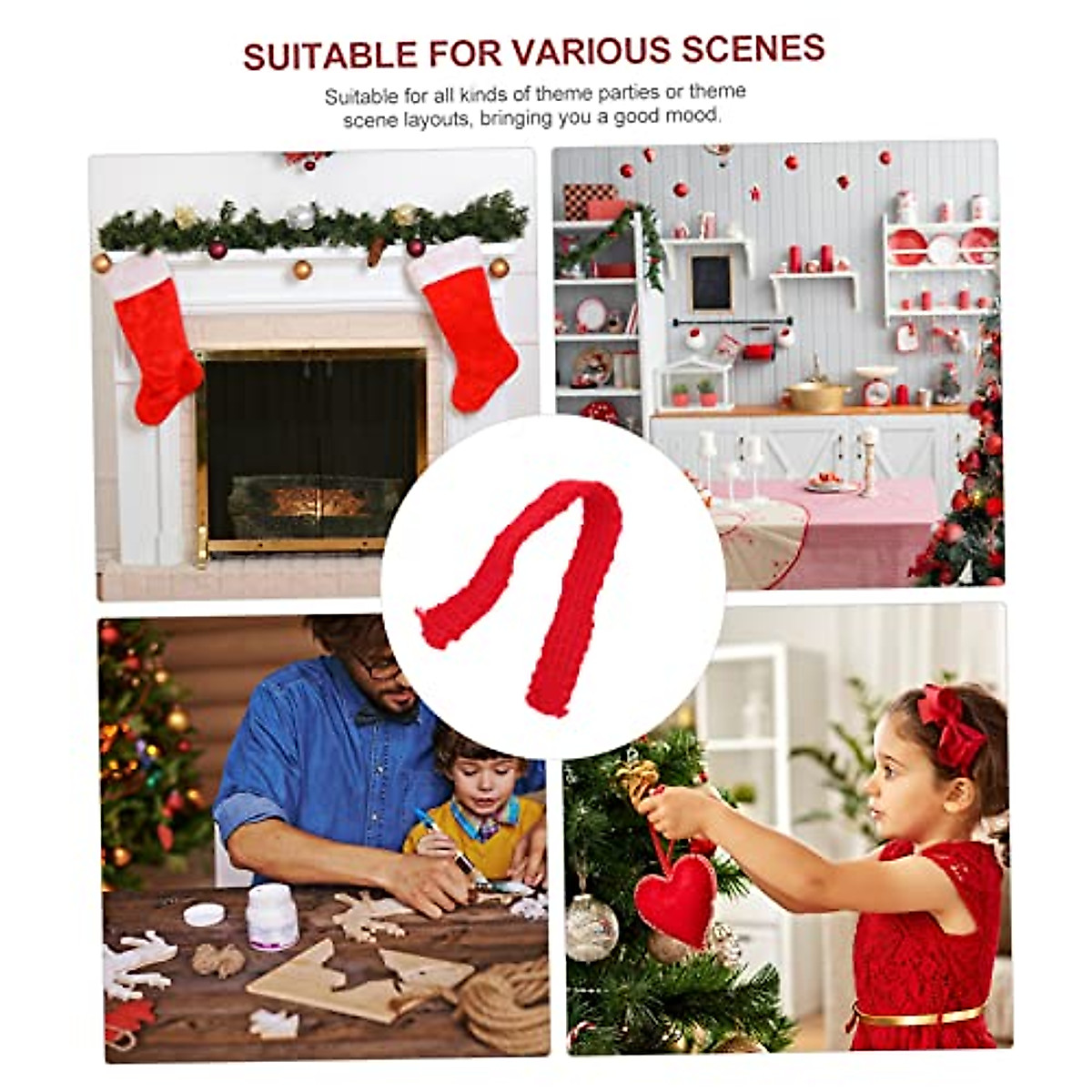 FAVOMOTO 20pcs Mini Scarf Knitted Scarf Striped Scarf Red and White Striped Scarf Miniature Scarf Christmas Doll Scarves Wine Bottle Neckerchief Party Accessories Delicate Scarves Yarn Red