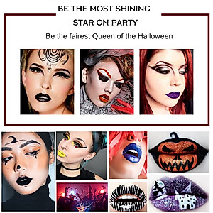 Easilydays 2 Pcs Halloween Dark Matte Liquid Lipstick + Lip Liner Pens Sets, 8 Colors High Pigmented Goth Sexy & Bold Lip Gloss, 24H Waterproof Long-lasting Matte Lipstick , Non-Stick Cup Velvety Lip Makeup for Women (Purple)