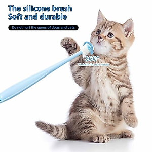 2 Pcs Small Dog Toothbrush Cat Tooth Brush 360 Degree Soft Silicone Pet Toothbrush Tiny Toothbrush Cat Dental Care Puppy Dogs Pet Tooth Cleaning Kit Deep Clean for Small Dog & Cat (Pink+Blue)