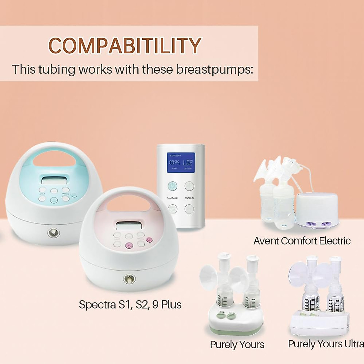 Replacement Tubing for Spectra S2 Spectra S1 Spectra 9 Plus, BPA Free Replace Spectra Tubing Avent/Ameda Tubing Made by PumpMom(Not Original Accessories)