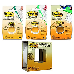Post-it 651 Labeling & Cover-Up Tape, Non-Refillable, 1/6-Inch X 700-Inch Roll