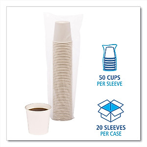 Boardwalk BWKWHT4HCUP 4 oz. Paper Hot Cups - White (20 Cups/Sleeve, 50 Sleeves/Carton)