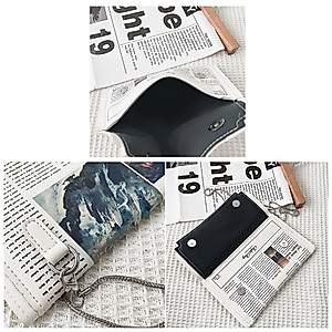 Van Caro Women Novelty Newspaper Evening Handbag,Fashion Envelope Clutch Crossbody Shoulder Purse,PU Leather Letters Chain Purse,White
