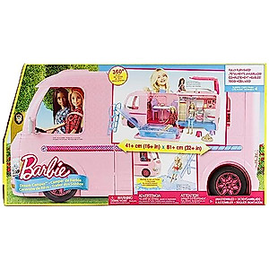 Barbie Camper Playset, Dreamcamper Toy Vehicle with 50 Accessories Including Furniture, Pool & Slide, Hammocks & Fireplace (Amazon Exclusive),Pink