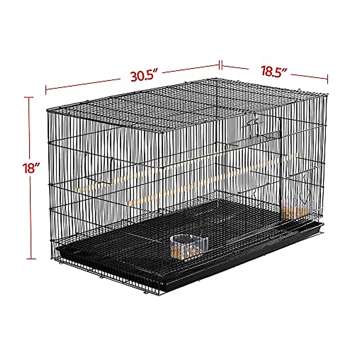 Yaheetech 30-inch Rectangle Stackable Breeding Flight Parakeet Bird Cage for Finches Budgies Cockatiels Conures Lovebirds Canaries Parrots w/Slide-Out Tray, Black