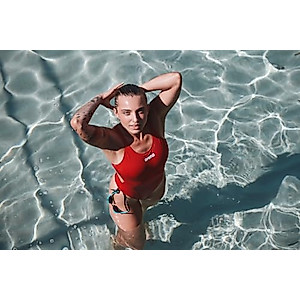 ARENA Women's Solid Team MaxLife Swimsuit Swim Tech Back One Piece Racing Bathing Suit Competition Training Swimwear, Asphalt/Black, US Size 30