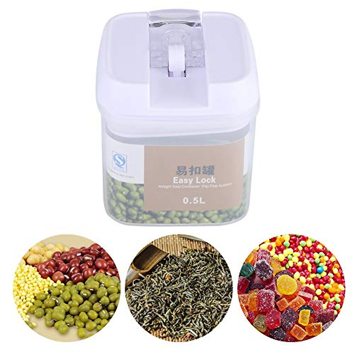 Food Storage Containers Durable Sealed Storage Box Transparent Plastic Airtight Pot for Cafe Grain Storage Containers(Small 0.5L)