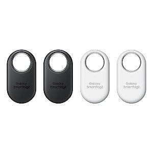 SAMSUNG SmartTag2 (2023) Bluetooth + UWB, IP67 Water and Dust Resistant, Findable via App, 1.5 Year Battery Life (4-Pack) - Black/White