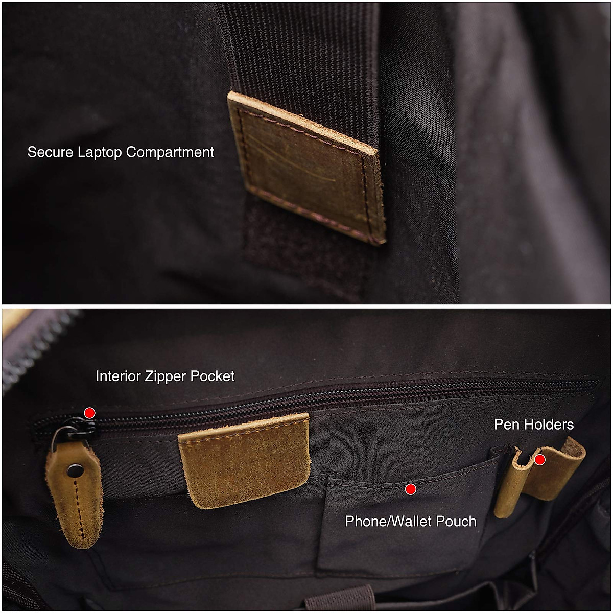 Full Grain Cowhide Leather Multi Pockets 16 Inch Laptop Backpack Travel Bag (Dark Brown(Updated Version))