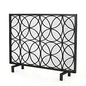 Christopher Knight Home Valeno Single Panel Iron Fireplace Screen, Black