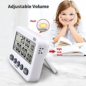 Tuffinix Digital Kitchen Timer Clock - Magnetic Countdown Timer for Cooking Count Up & Down Big Display with Memory Function and Loud Alarm for Kids Homework Gym Baking