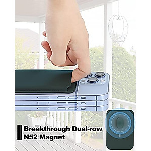 COMWINN Mag Safe Wallet with Double-Row Magnets - Minimalism Leather Mag Safe Card Holder - Slim Magnetic Wallet for iPhone 14/13/12 Series Model and Magsafe Case - Max Fit 3 Cards Dark Green