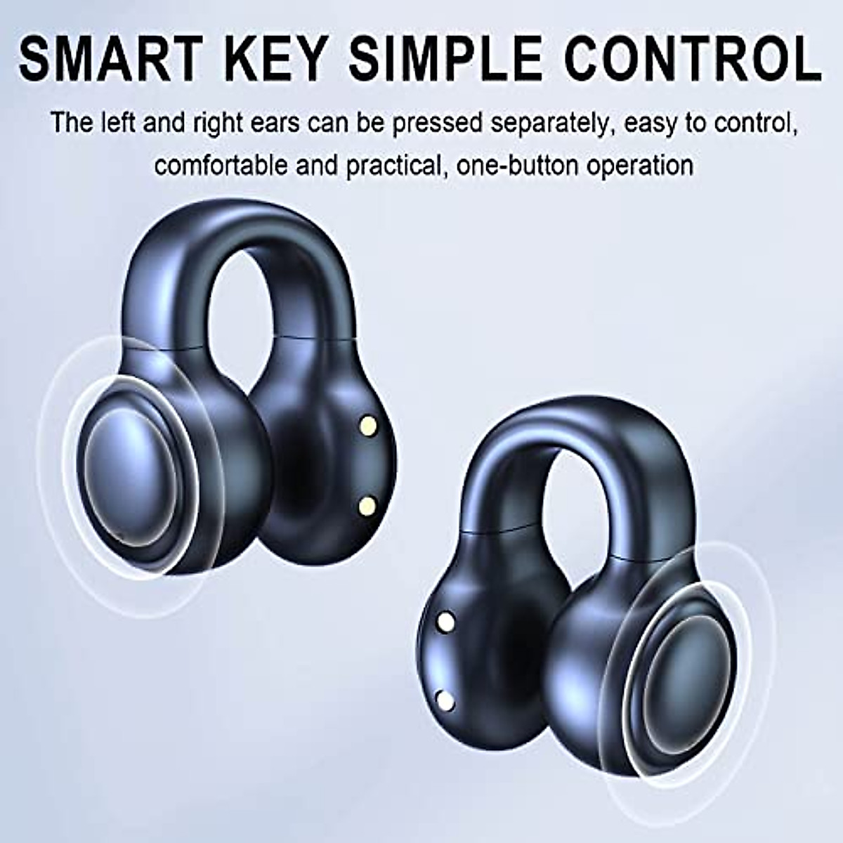 Bluetooth 5.3 Ear Clip Bone Conduction Headphones, Wireless Earbuds with Earhook for Gym, Open Ear in Ear Headphones, Mini Sports Waterproof Running Earring Headphones,