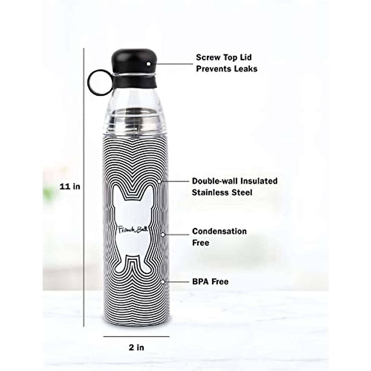 French Bull French Twist Vacuum Insulated Water Bottle - 25 Oz Stainless Steel Water Bottle with Leak Proof Lid - Doubles as a Drinking Cup, Reusable, BPA Free, Sweatproof for Everyday Use – Ziggy