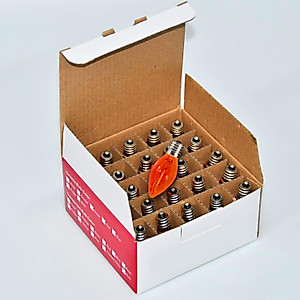 SOTOPOO Orange E12 LED Bulb, 25 Pack C7 Orange Light Bulbs, C7 LED Replacement Bulbs for Christmas Halloween Indoor Outdoor String Lights, C7/E12 Candelabra Bulb, 0.6Watt