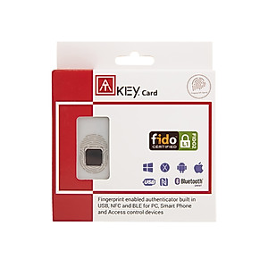 AUTHENTREND ATKey Card - FIDO2 certified Fingerprint Card type Security Key, USB-A port, NFC & Bluetooth to protect online accounts : Azure, Microsoft 365, Google, Salesforce, Facebook, Twitter, Apple