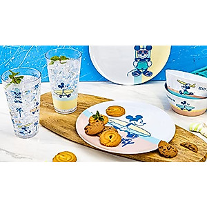 Zak Designs Disney Mickey Mouse Street Beach (Stay Wavey) - Kids Dinnerware Set, Includes 10in Melamine Plate and 27oz Bowl Set, BPA-Free Durable Plate and Bowl Makes Mealtime Fun